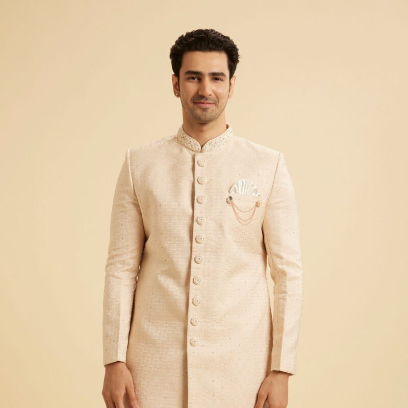 Royal Peach Sherwani – Wazir Fabrics